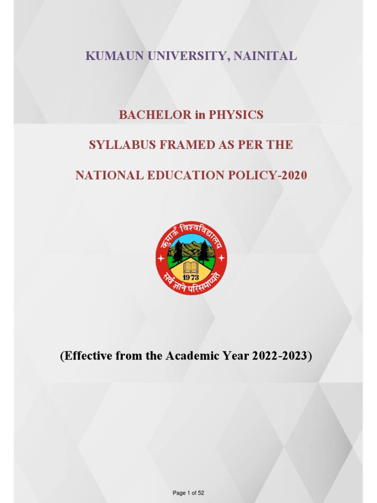 NEP Syllabus B.sc. Physics | PDF