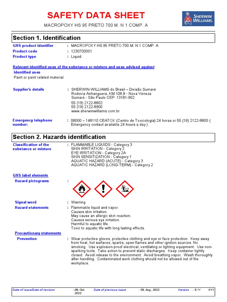 MACROPOXY HS 95 Safety Data Sheet | PDF