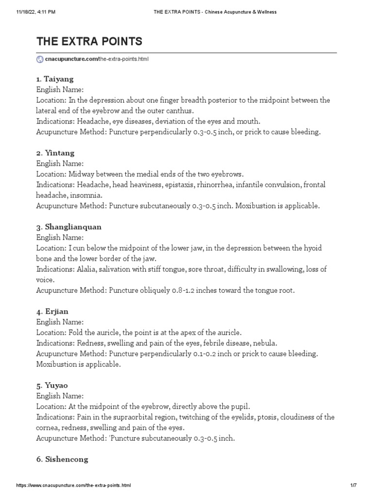 THE EXTRA POINTS - Chinese Acupuncture & Wellness | PDF