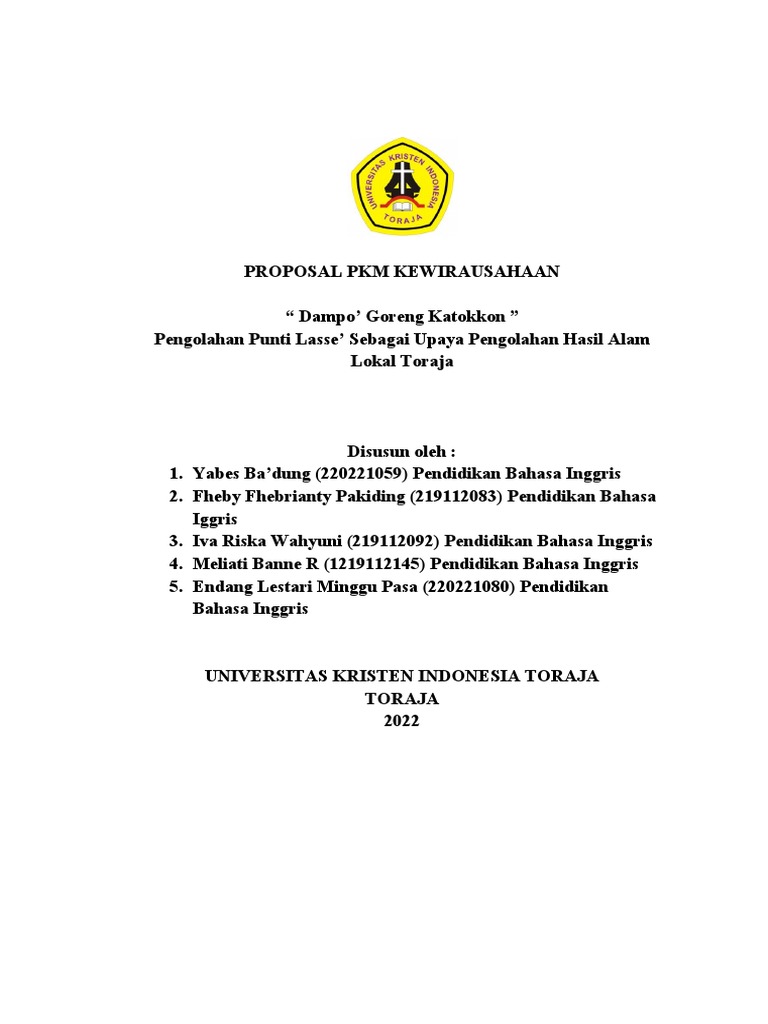 Proposal PKM Kewirausahaan | PDF