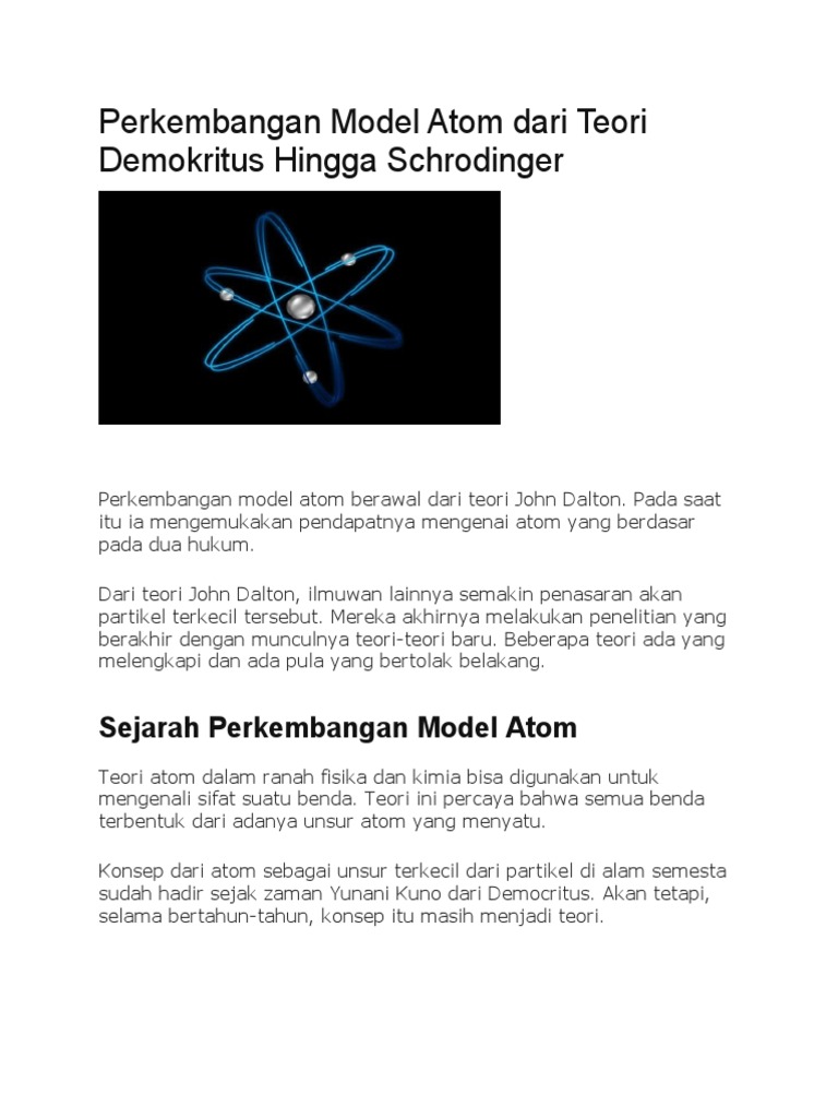 Perkembangan Model Atom Sejarah dan Teori | PDF