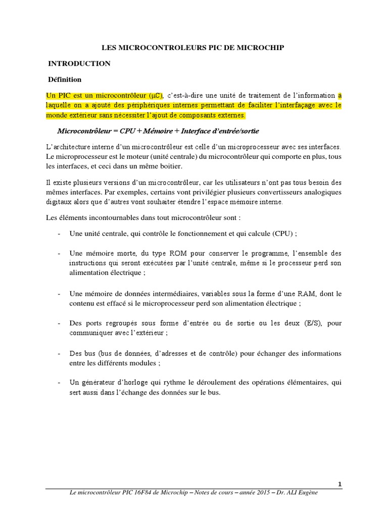 Microcontrôleur PIC 16F84 : Guide Débutant | PDF | Microcontrôleur ...