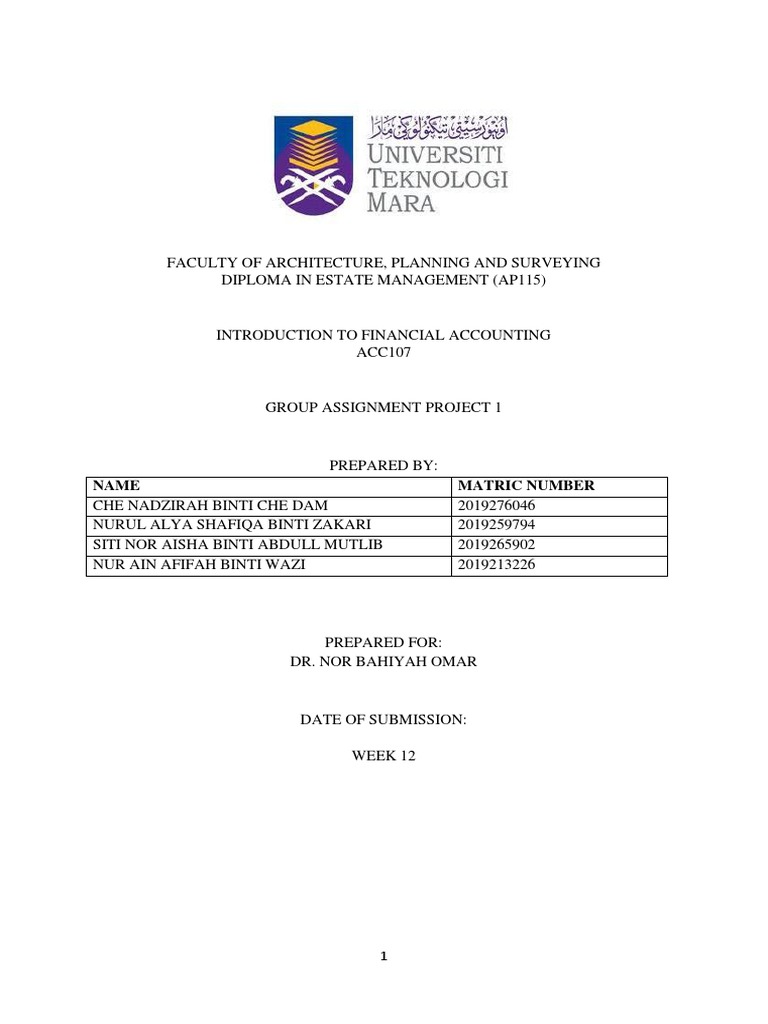 Group 4 Acc117 Project Assigment 1 Class G | PDF
