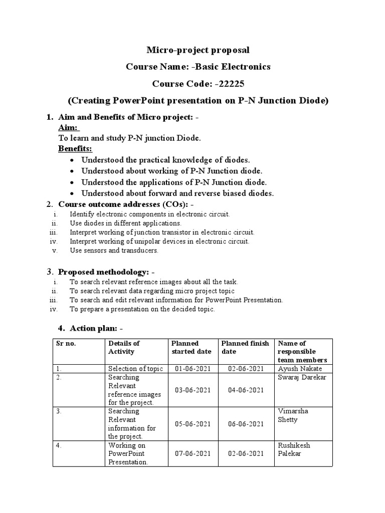 Proposal of Basic Electronics Group-2 Semester-2 | PDF | P–N Junction ...