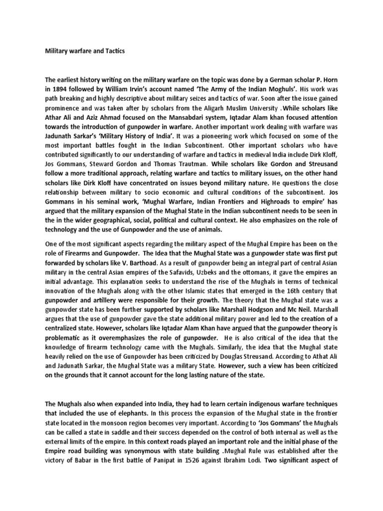 Military Tactics, Mughals | PDF | Social Science | History