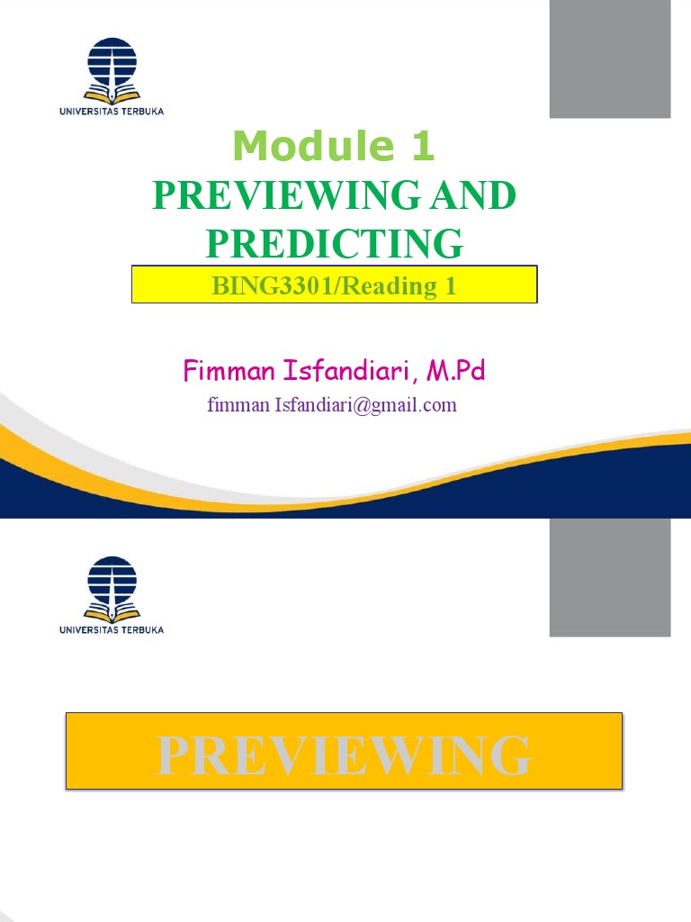 Module 1. Previewing and Predicting | PDF | Karier & Perkembangan | Pengembangan Diri