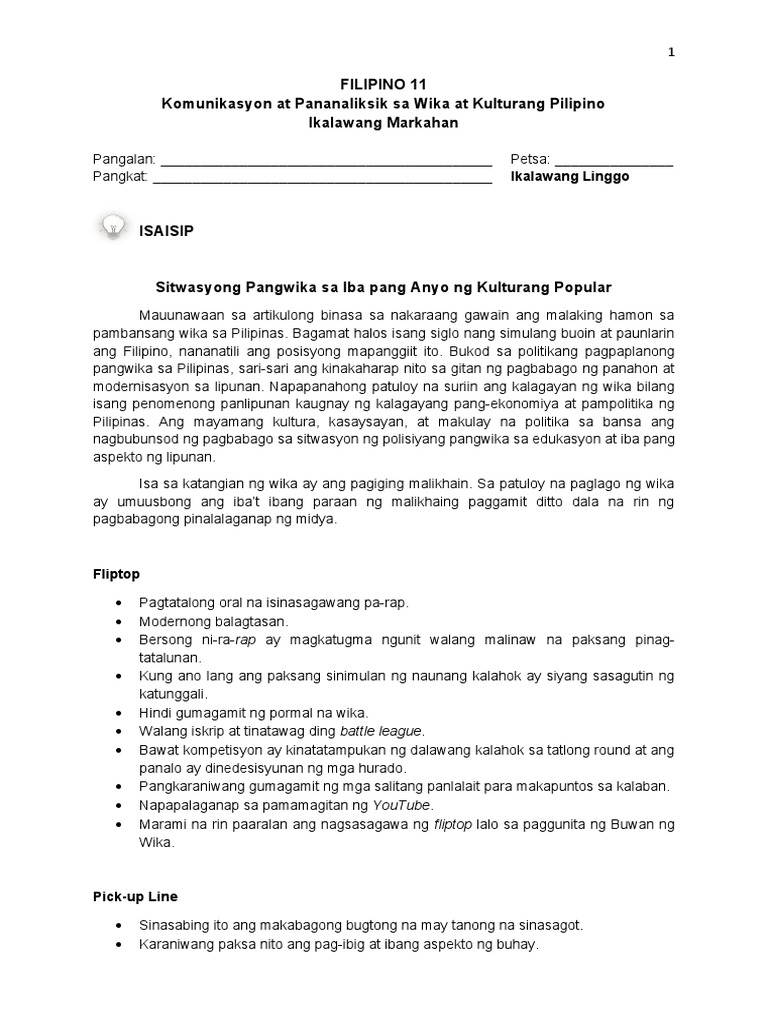 KomPan Q2W2 Pinaghusay Ni Kahep | PDF