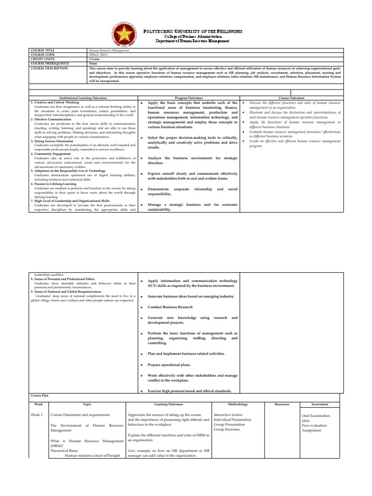 Syllabi | Download Free PDF | Human Resource Management | Performance ...