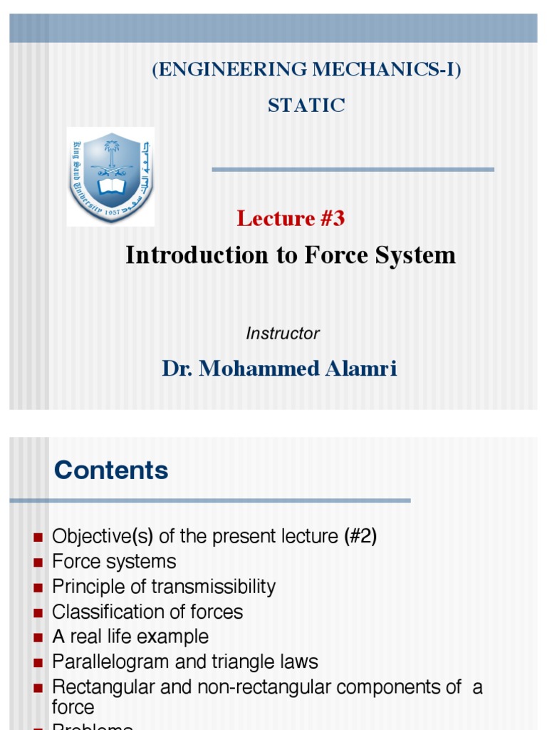 Lecture# 3 (Introduction To Force System) | PDF