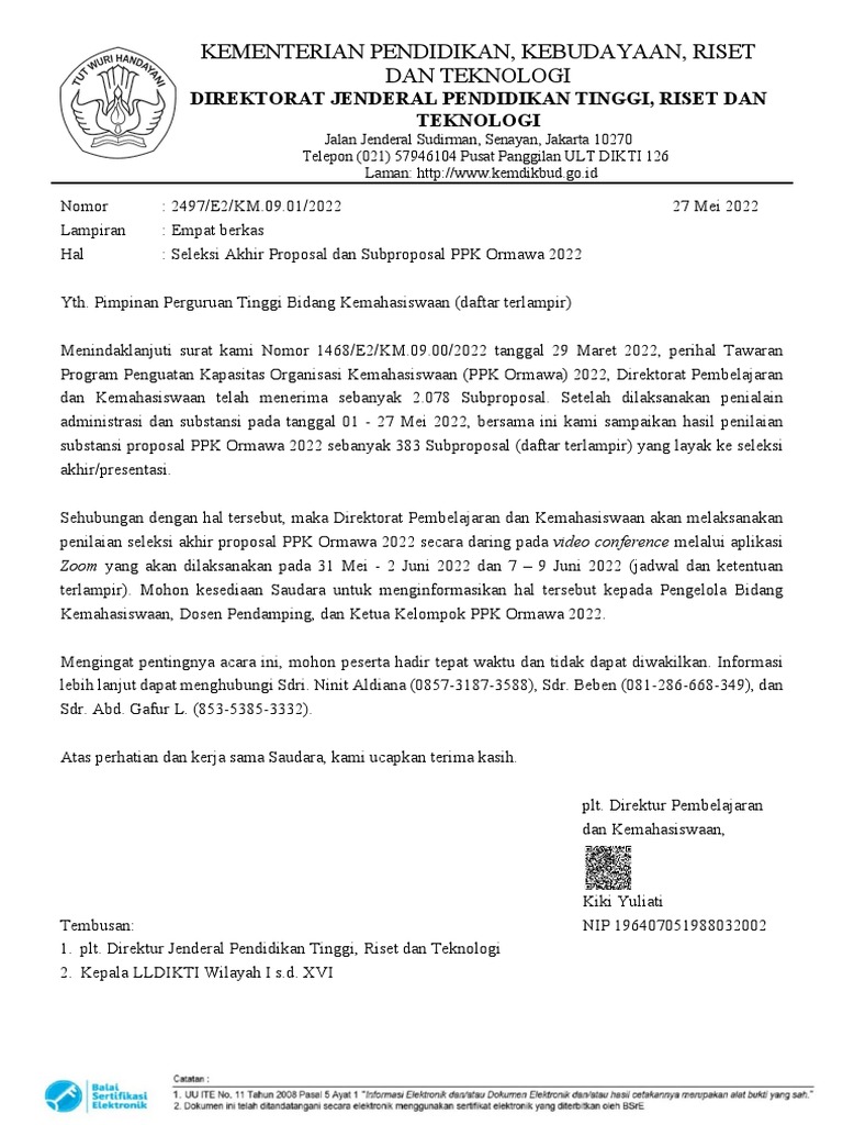 Seleksi Akhir Proposal PPK Ormawa 2022 | PDF | Seni | Teknologi & Rekayasa
