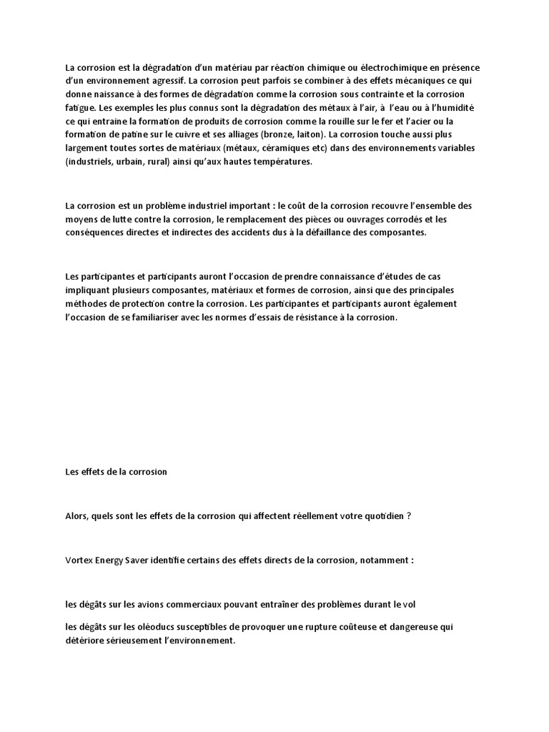 Impact et prévention de la corrosion | PDF | Corrosion | Métaux