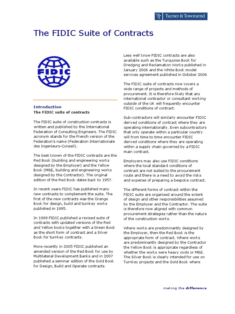 The FIDIC Suite of Contracts | PDF