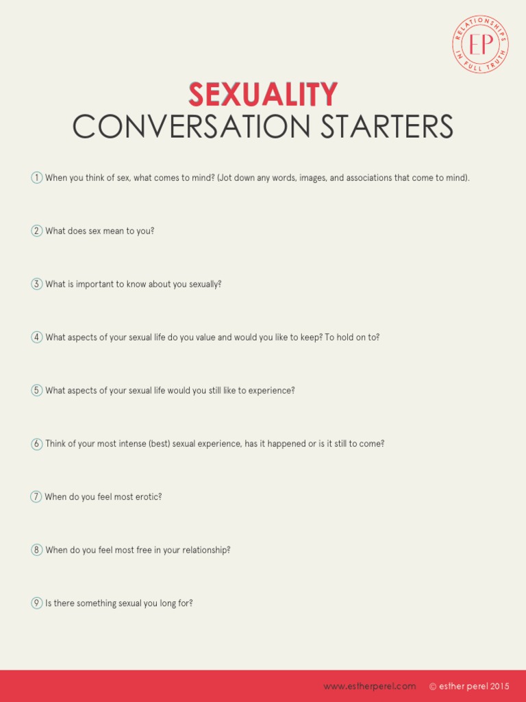 Conversation Starter Sexuality | PDF