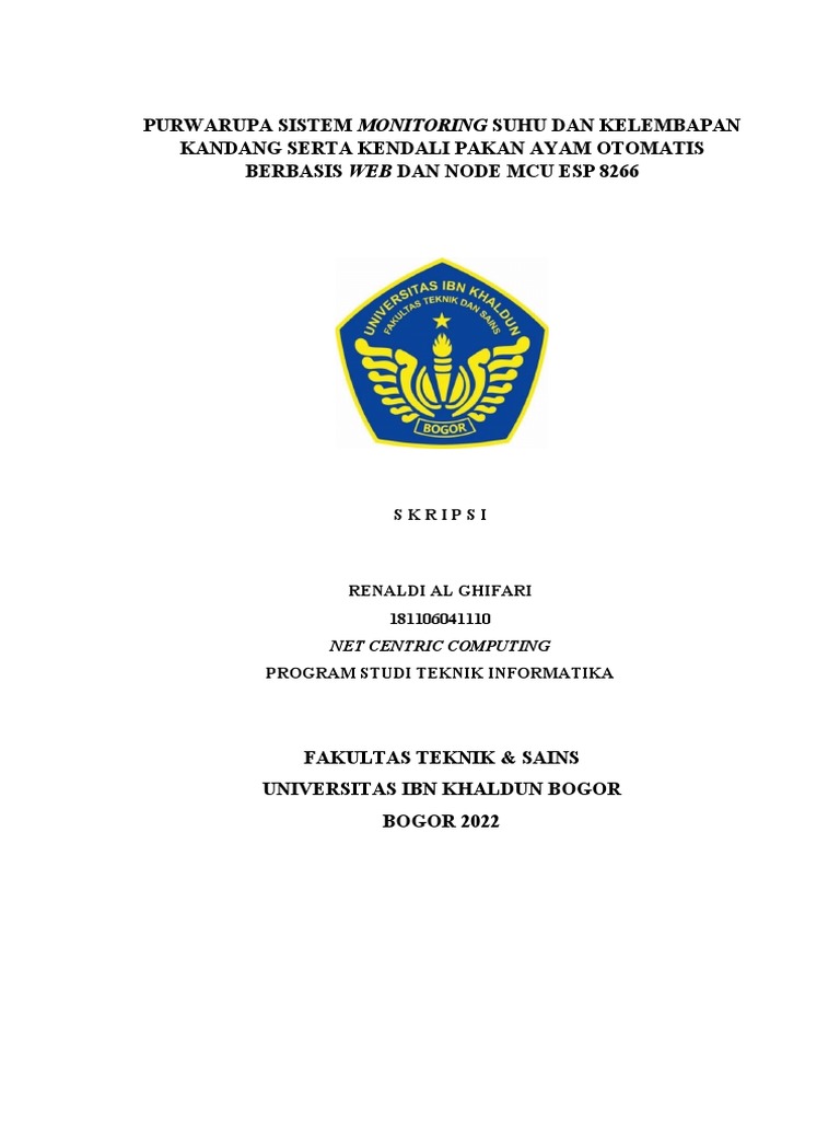 Purwarupa Sistem Monitoring Suhu Dan Kelembapan Kandang Serta Kendali ... Purwarupa Sistem Monitoring Suhu Dan Kelembapan Kandang Serta Kendali ...
