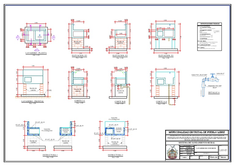 Plano de Detalles de Lavadero - OK-LAVADERO | PDF | Ingeniería de Edificación | Arquitectura
