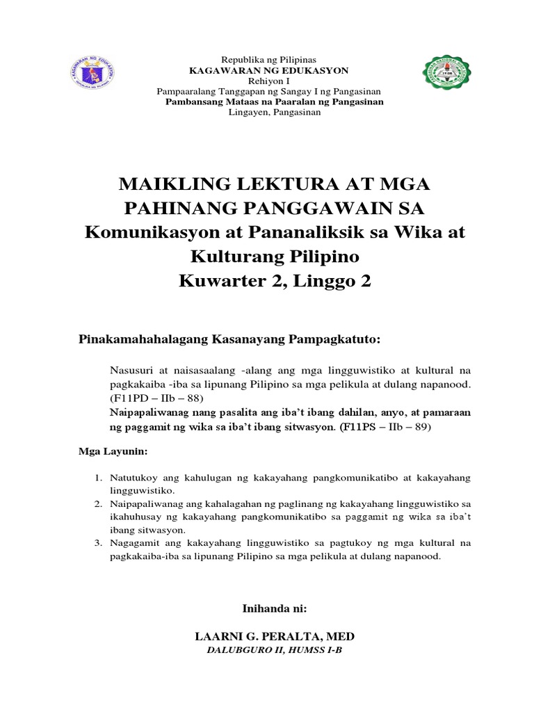 Komunikasyon LINGGO-2 Q2 | PDF