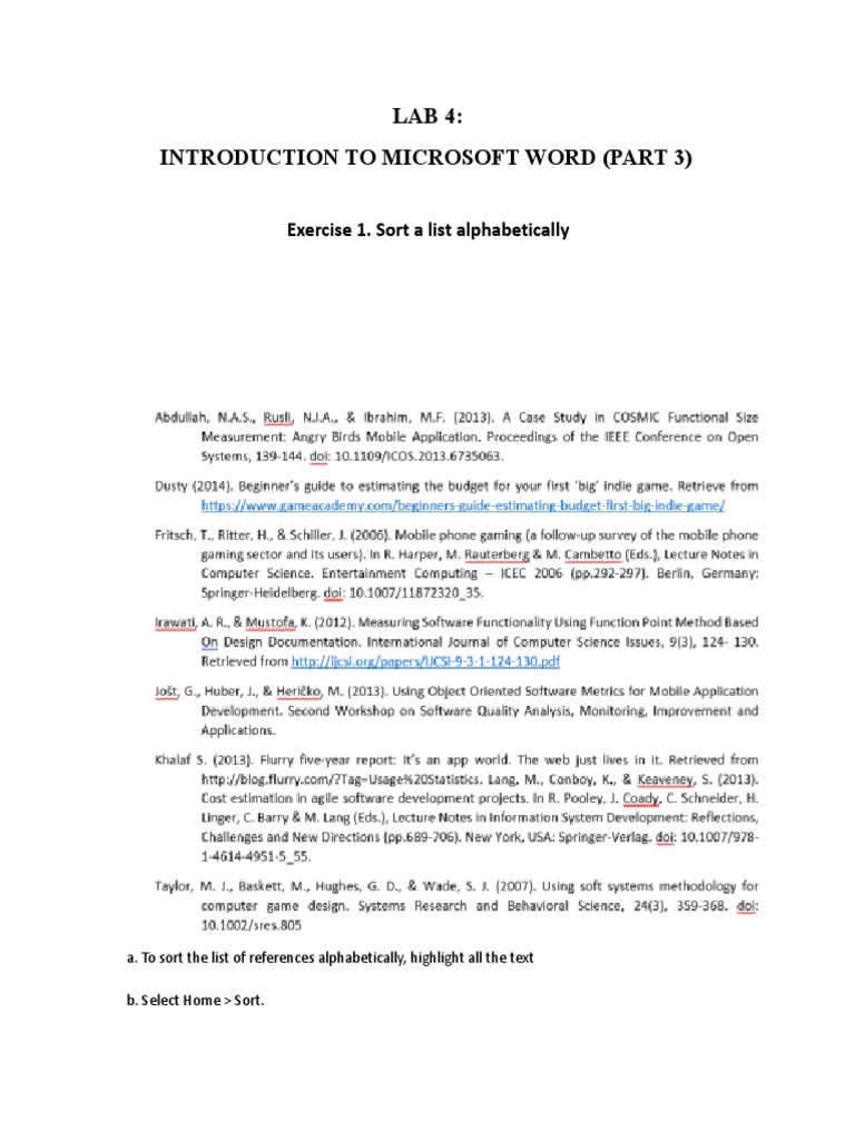 CSC134 Lab 4 - Introduction To MS Word (Part 3) | PDF | Microsoft Word | Information Age