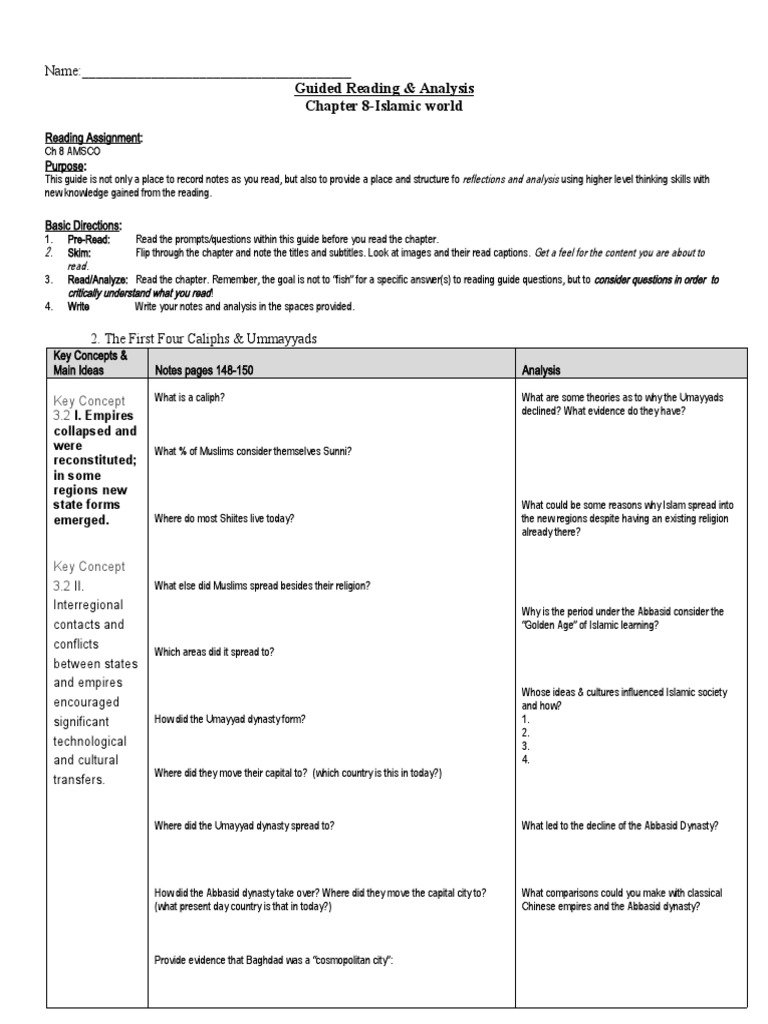 CH 8 AMSCO WHAP Guided Reading | PDF | Al Andalus | Abrahamic Religions