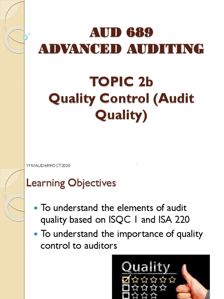 Topic 2b Quality Control Audit Quality | PDF