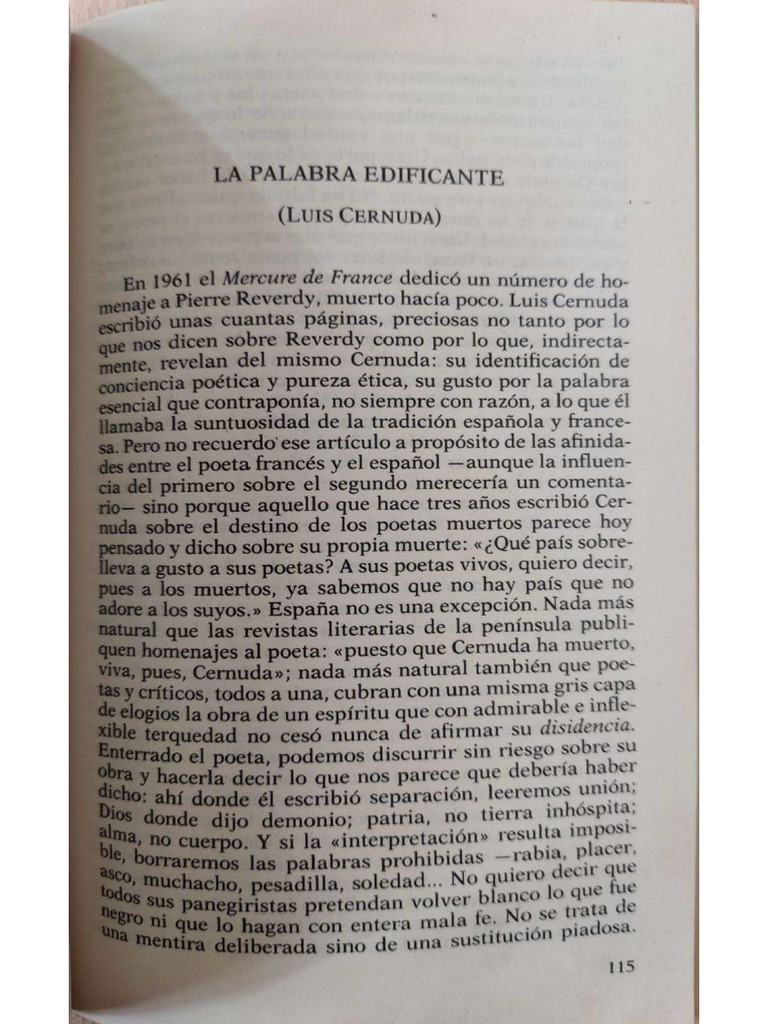 Paz, O. - La Palabra Edificante (Luis Cernuda) | PDF