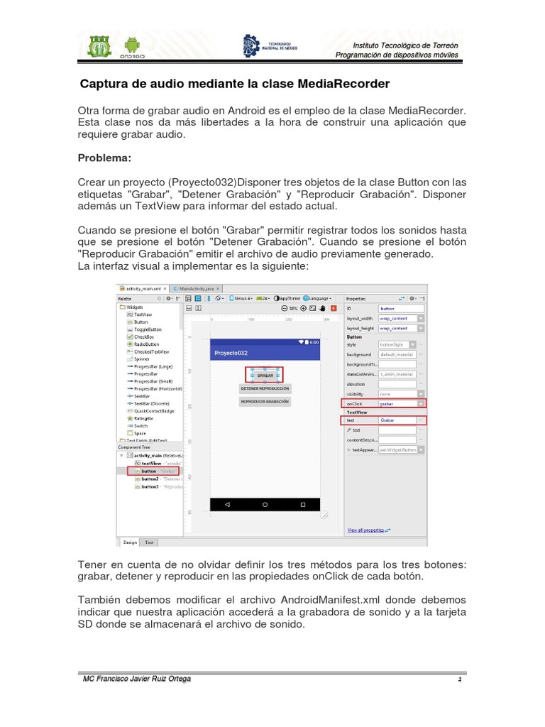 29 - Captura de Audio Mediante La Clase MediaRecorder | PDF | Android (sistema operativo ...