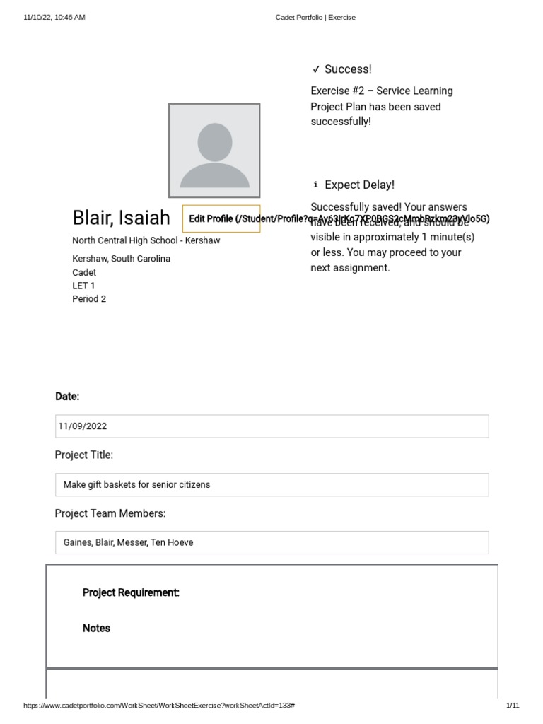 Cadet Portfolio - Exercise | Download Free PDF | Service Learning ...