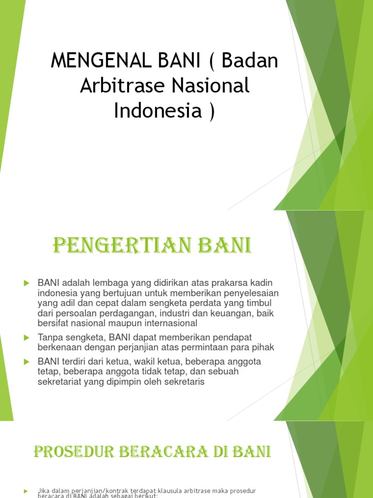 MENGENAL BANI (Badan Arbitrase Nasional Indonesia) | PDF