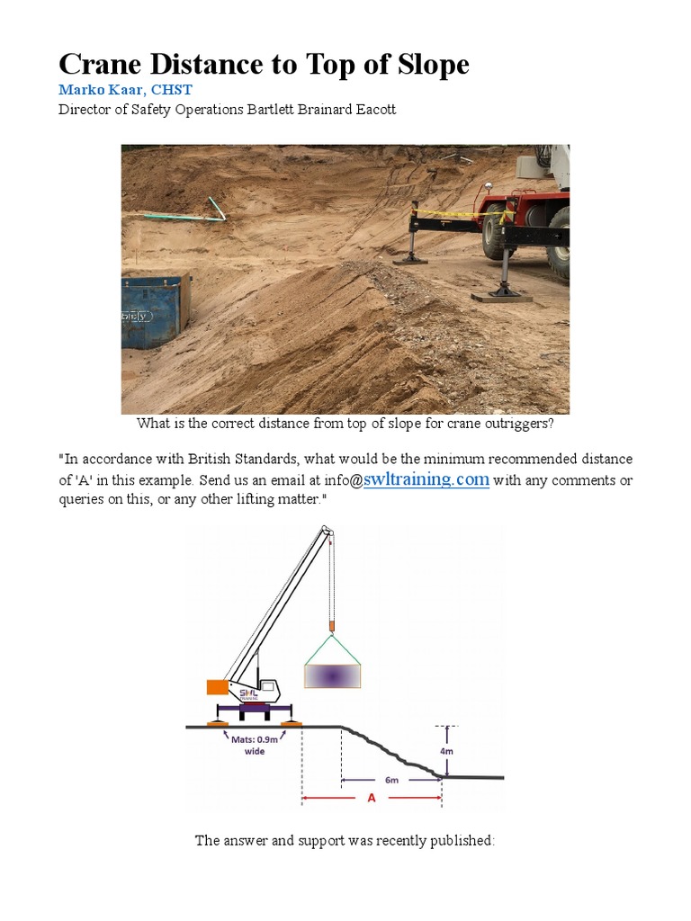 Crane Distance To Top of Slope | PDF