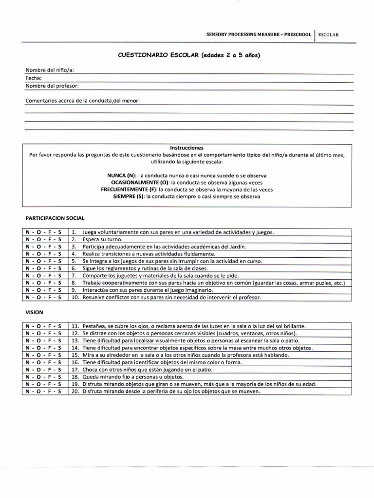 SPM Pre-School Escolar (2 A 5 Años) | PDF