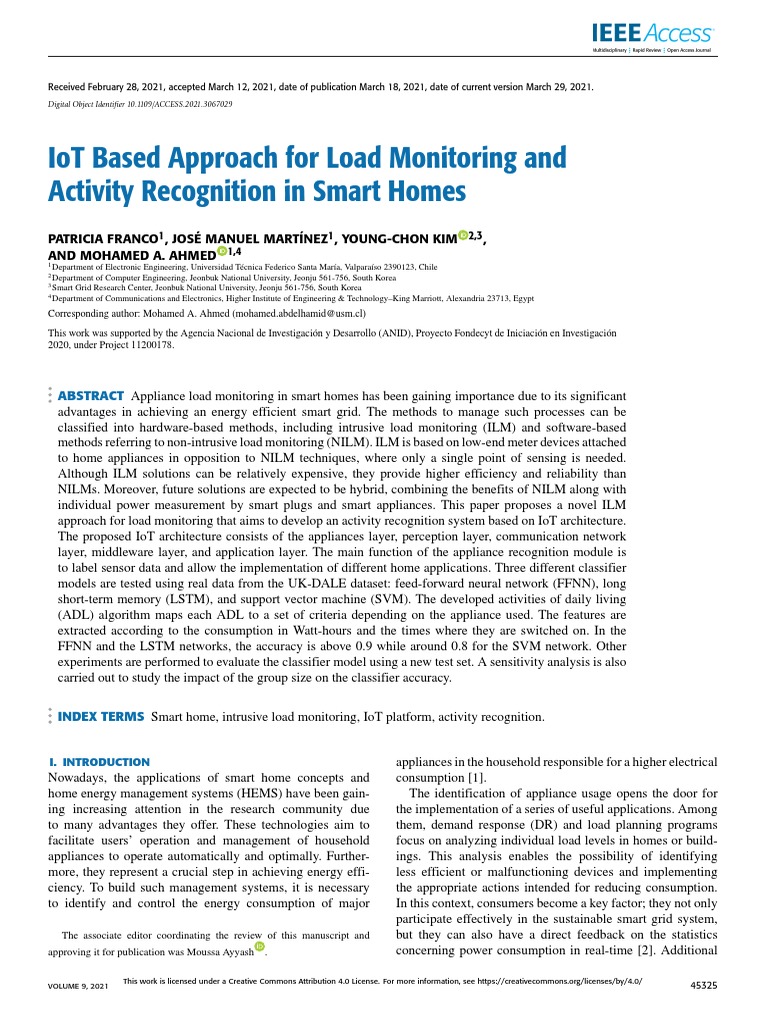 IoT-Based Approach for Load Monitoring and Activity Recognition in Smart Homes | PDF