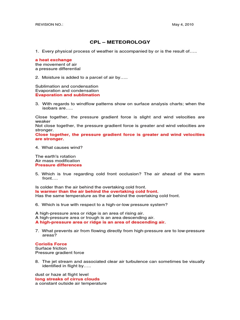 CPL Meteorology | PDF