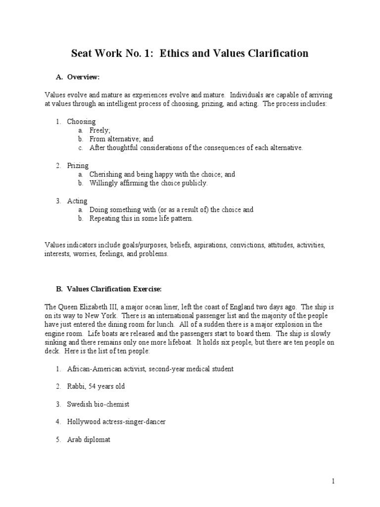 Activity - Values Clarification | PDF