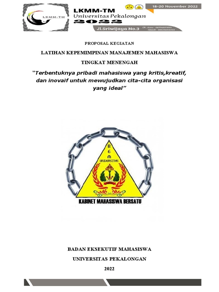 Proposal Kegiatan LKMM-TM 2022 - 3 | PDF