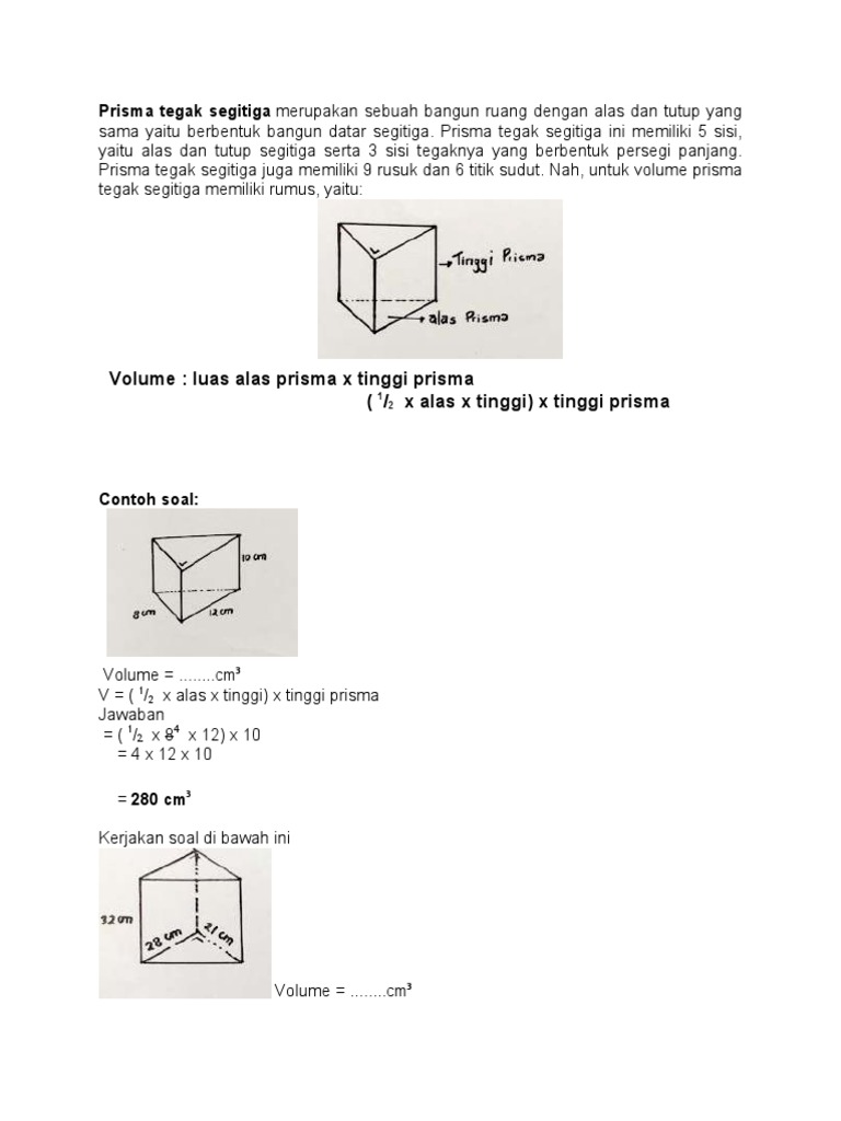 Prisma Tegak Segitiga (Contoh Dan Latihan) | PDF
