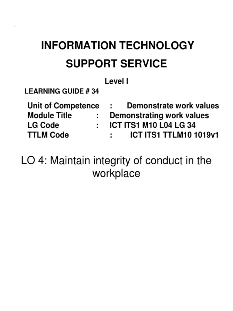 IT Workplace Integrity Guide | PDF | Integrity | Employment