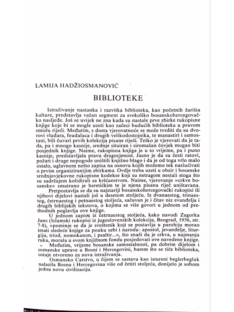 Lamija Hadziosmanovic - Biblioteke | PDF