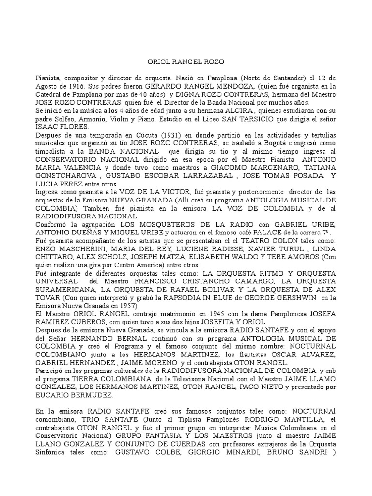 Biografia Corta de Oriol Rangel | PDF | Poesía