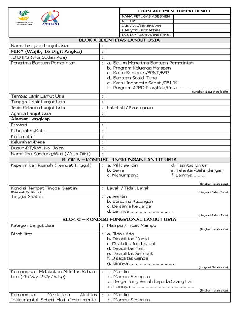 FORM ASESMEN LANSIA | PDF