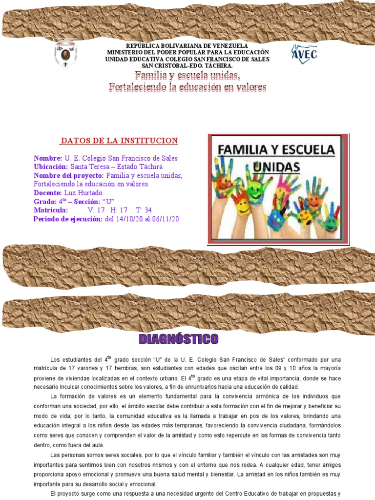 Proyecto: Familia y Escuela Unidas | PDF | Aprendizaje | Familia