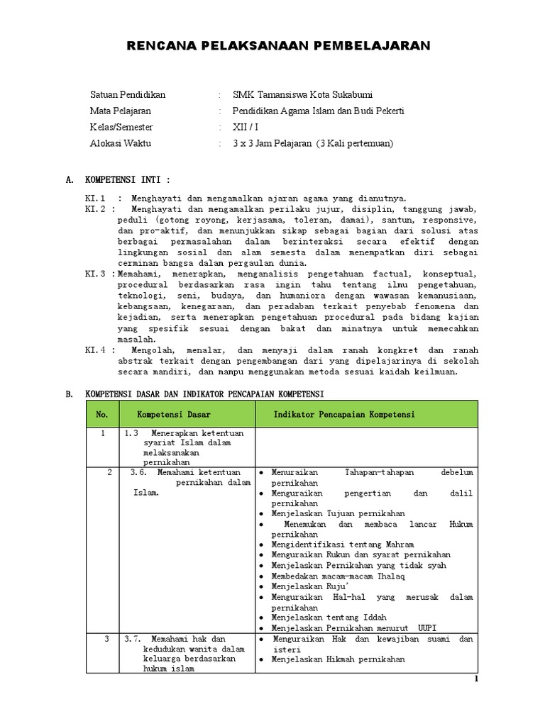 3 RPP KE 3 Pernikahan 2 Kali Pertemuan | PDF