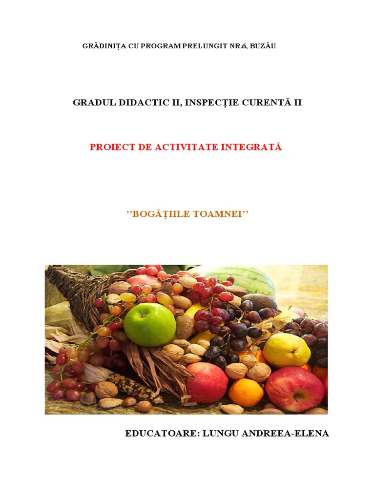 PROIECT DIDACTIC Toamna | PDF