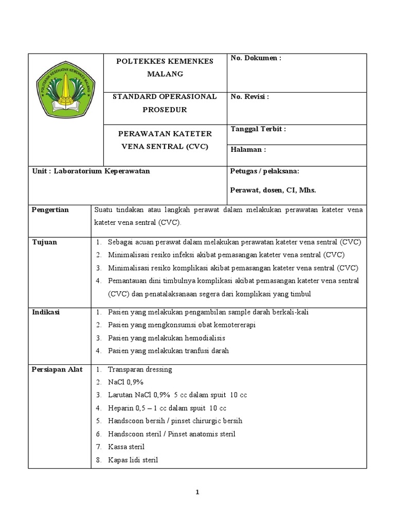 SOP Perawatan CVC | PDF