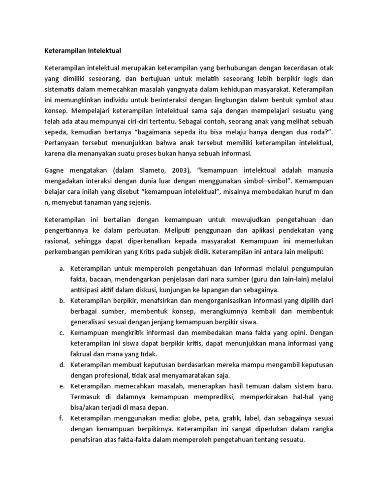 Keterampilan Intelektual | PDF | Karier & Perkembangan