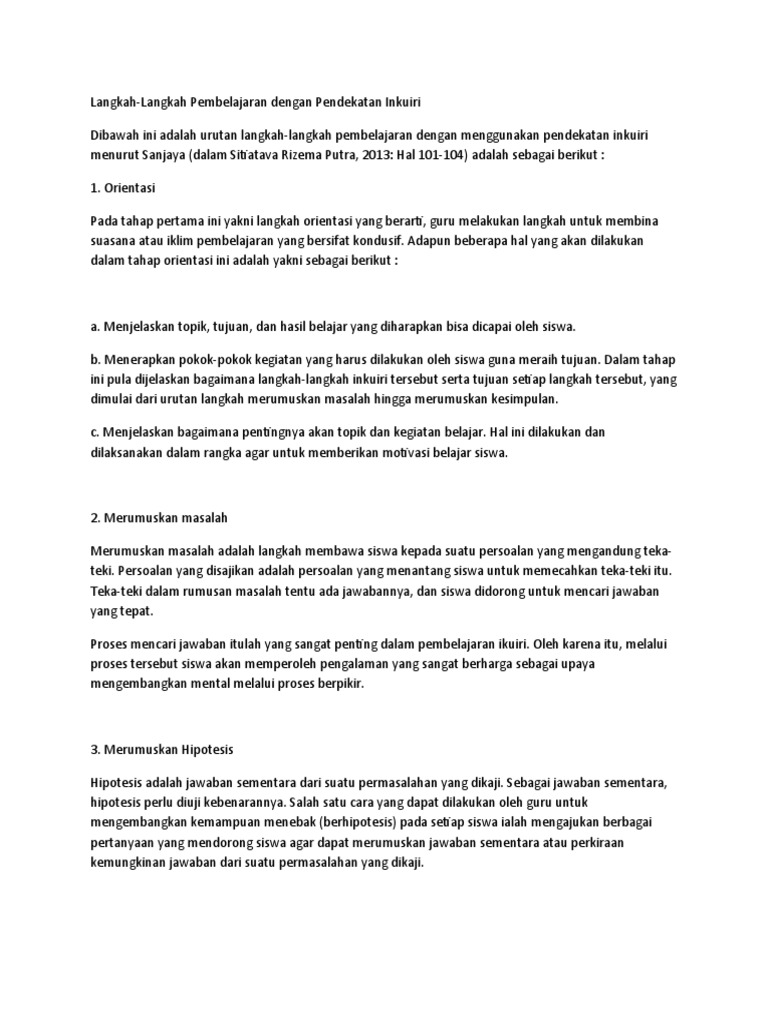 Langkah-Langkah Pendekatan Inkuiri | PDF