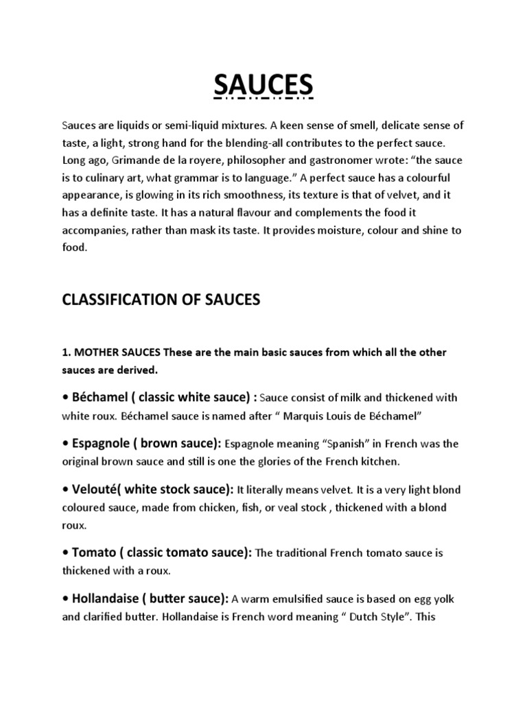 Sauce | PDF | Sauce | Mayonnaise