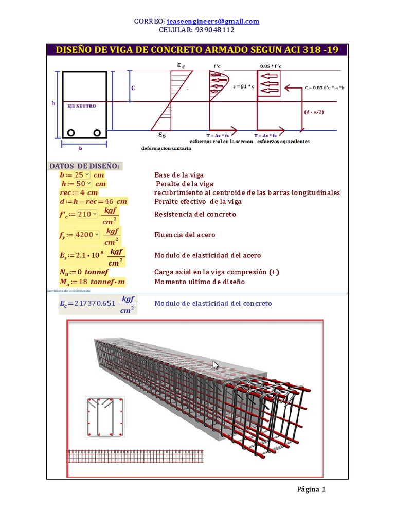 Diseño de Viga Segun Aci 318 - 19 | PDF