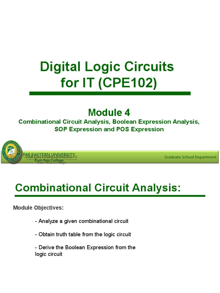 Module 3 - Ckt-Expr Analysis-Sop-Pos | PDF | Logic Gate | Boolean Algebra