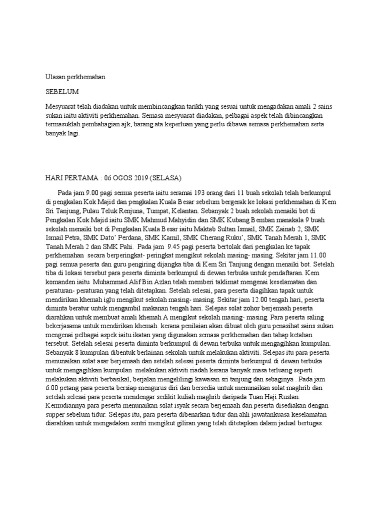 Laporan Perkhemahan | PDF