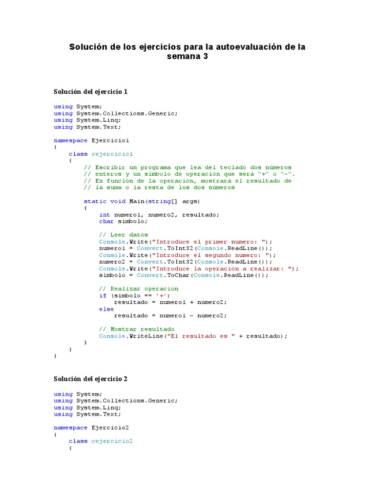 Solucion Ejercicios Autoevaluacion | PDF | Programación de computadoras | Informática