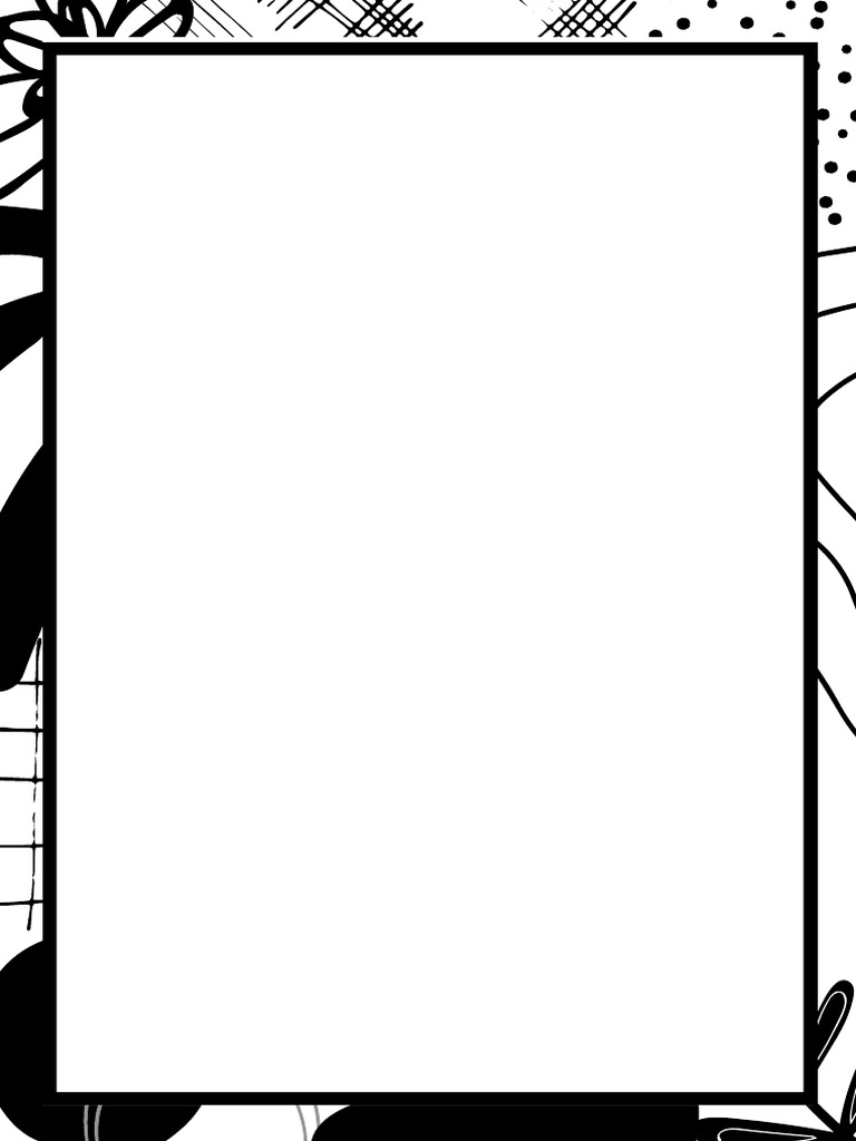 Monochrome Black and White Abstract A4 Blank Page Border | PDF